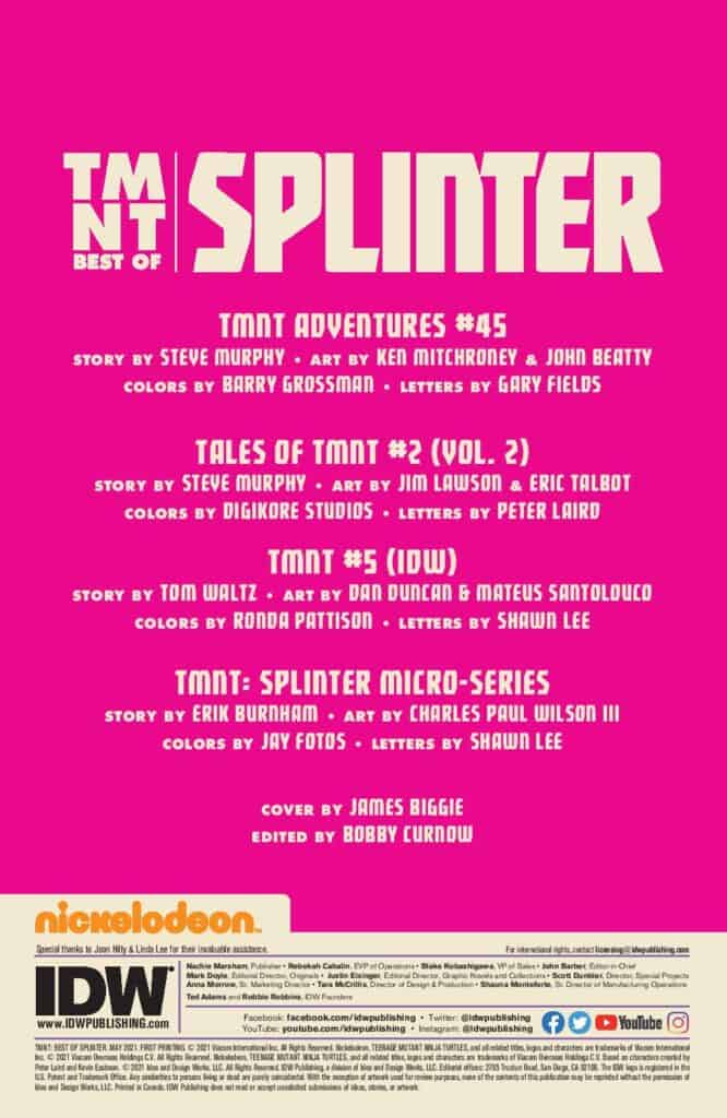 SNEAK PEEK: Preview of IDW Publishing's TMNT Best of Splinter #1 ...