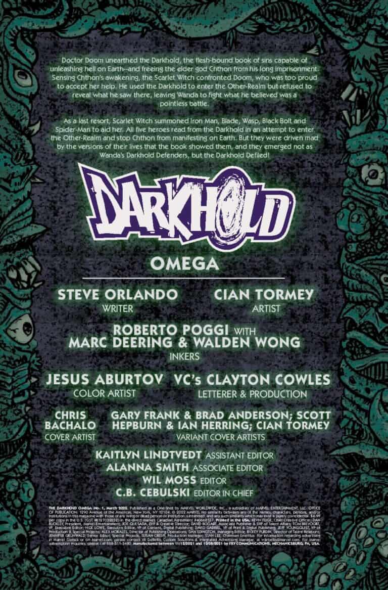 SNEAK PEEK: Preview of Marvel’s Darkhold Omega! - Comic Watch