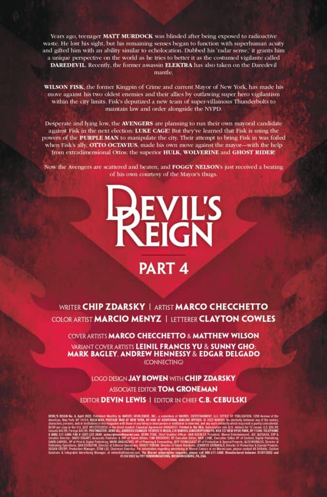 SNEAK PEEK: Preview MARVEL Comics DEVILS REIGN #4 (OF 6) - Comic Watch