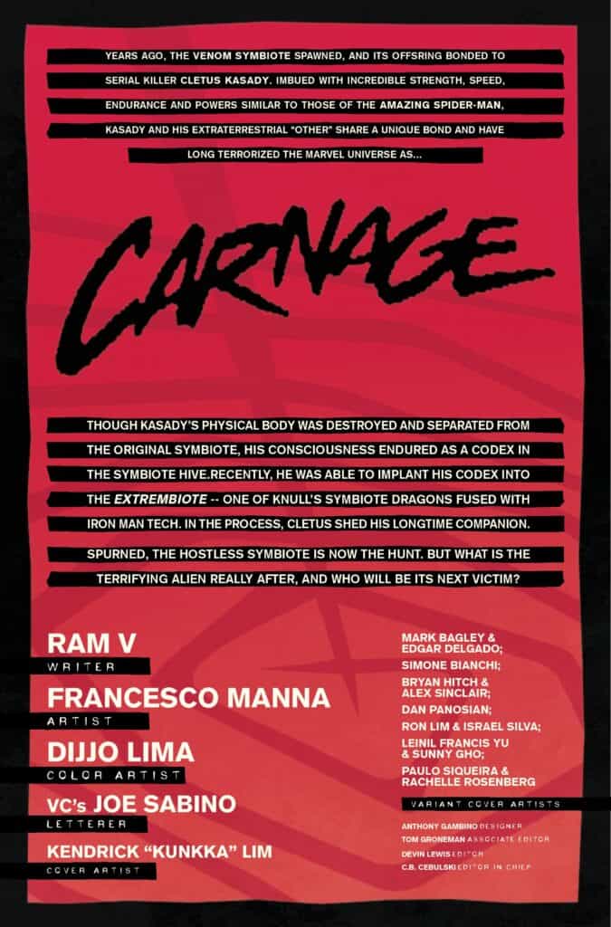 MARVEL COMICS SNEAK PEEK for MARCH 16, 2022 : Preview of CARNAGE #1 ...