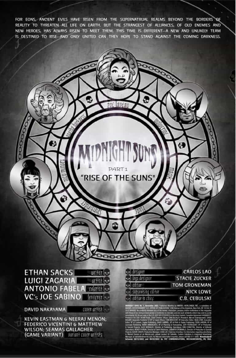SNEAK PEEK: Preview of MARVEL COMICS MIDNIGHT SUNS #1 (of 5) - Comic Watch