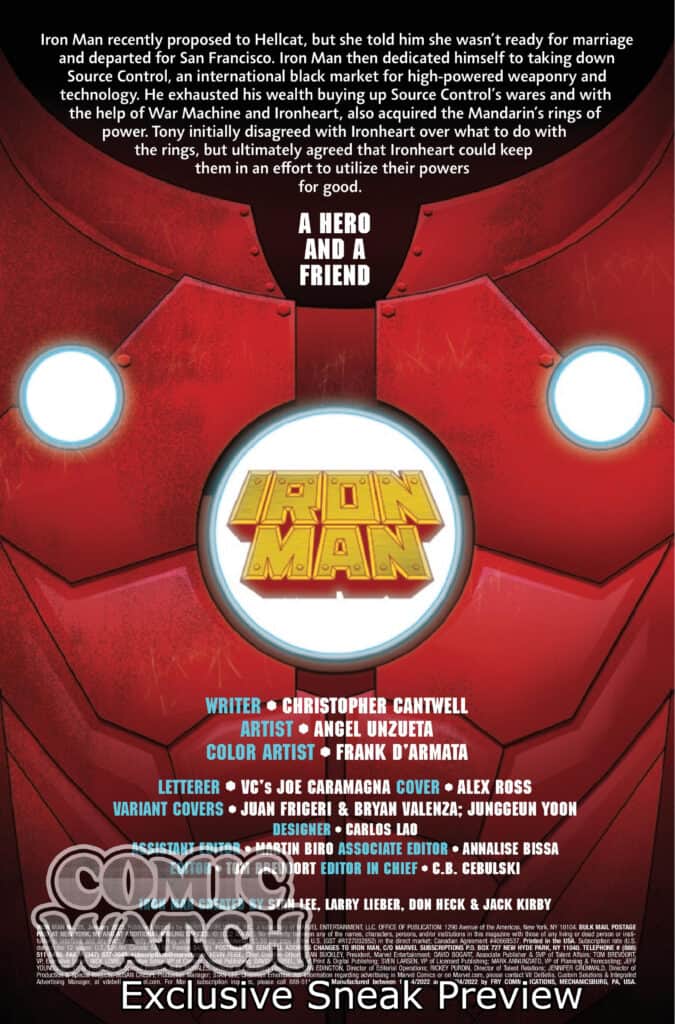 MARVEL COMICS EXCLUSIVE SNEAK PREVIEW for Nov. 16, 2022: IRON MAN #25 ...