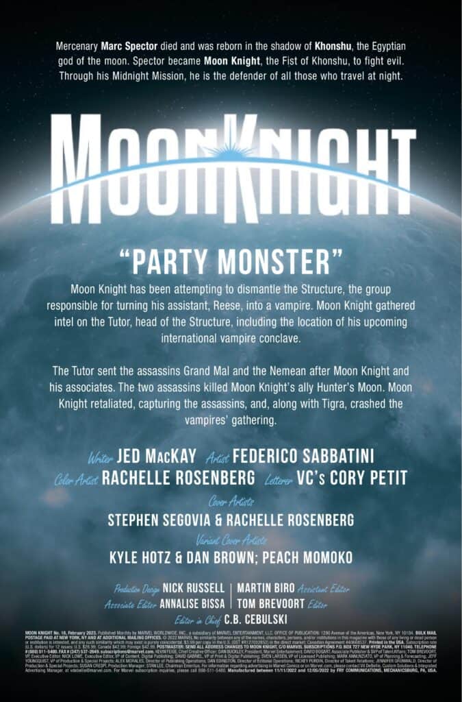 MARVEL COMICS SNEAK PEEK for DECEMBER 28, 2022 : It's Moon Knight Vs ...
