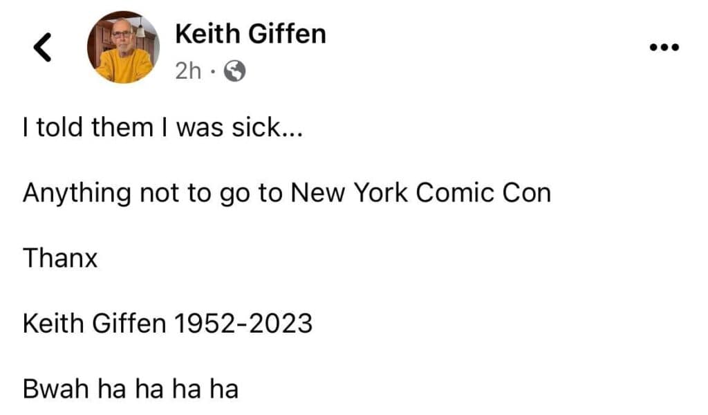 Legendary Writer/Artist/Humorist Keith Giffen Passes Away at Age 70 ...